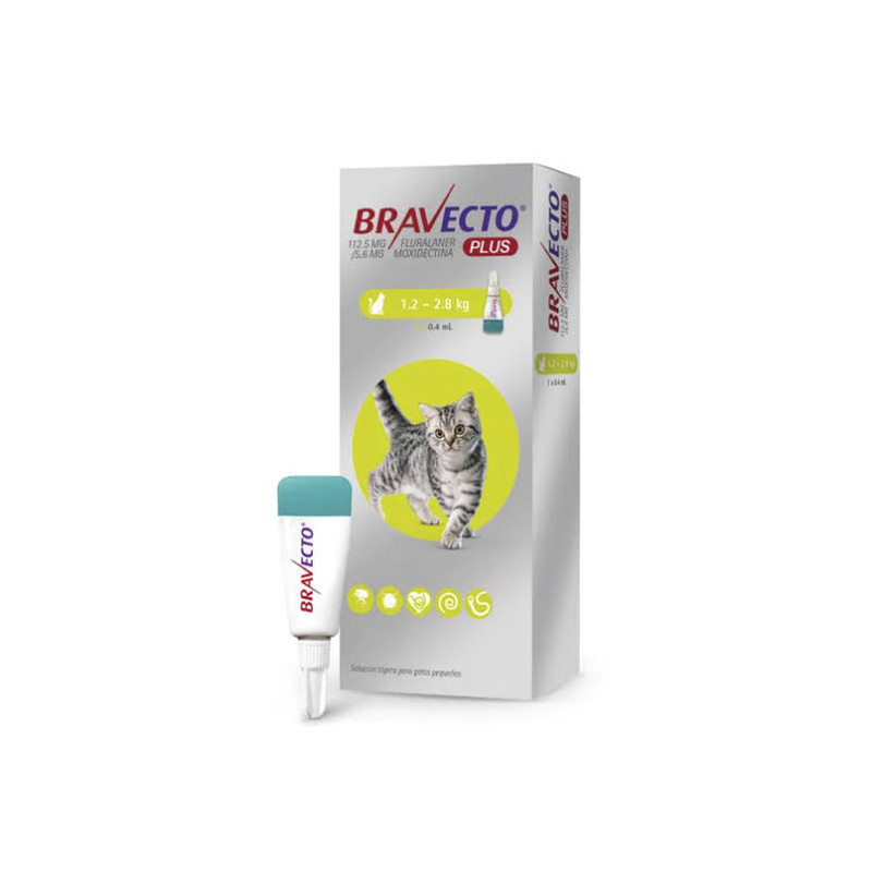 BRAVECTO PLUS Pipeta para Gatos de 1.2 a 2.8 KG
